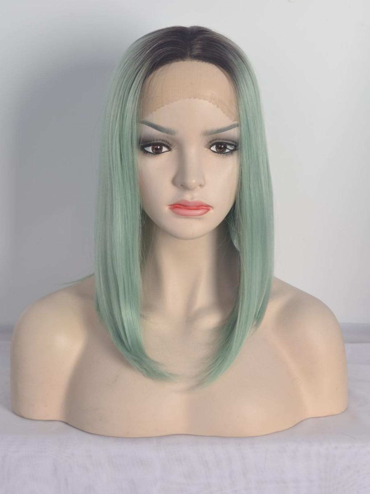 Schwarz Ombre Hellgrün Bob Synthetische Lace Front Perücke-SNY097 ... Schwarz Ombre Hellgrün Bob Synthetische Lace Front Perücke-SNY097 ...