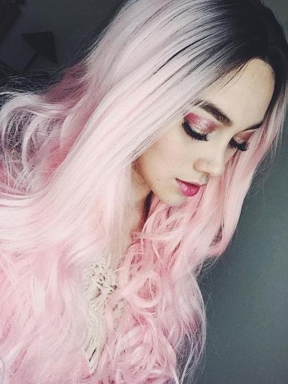 Schwarz nach Rosa Wellige Lange Synthetische Lace Front Perücke-SNY104 ... Schwarz nach Rosa Wellige Lange Synthetische Lace Front Perücke-SNY104 ...