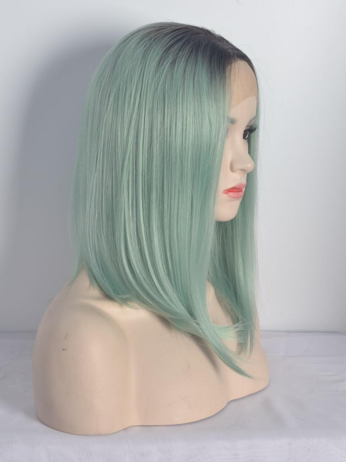 Schwarz Ombre Hellgrün Bob Synthetische Lace Front Perücke-SNY097 ... Schwarz Ombre Hellgrün Bob Synthetische Lace Front Perücke-SNY097 ...