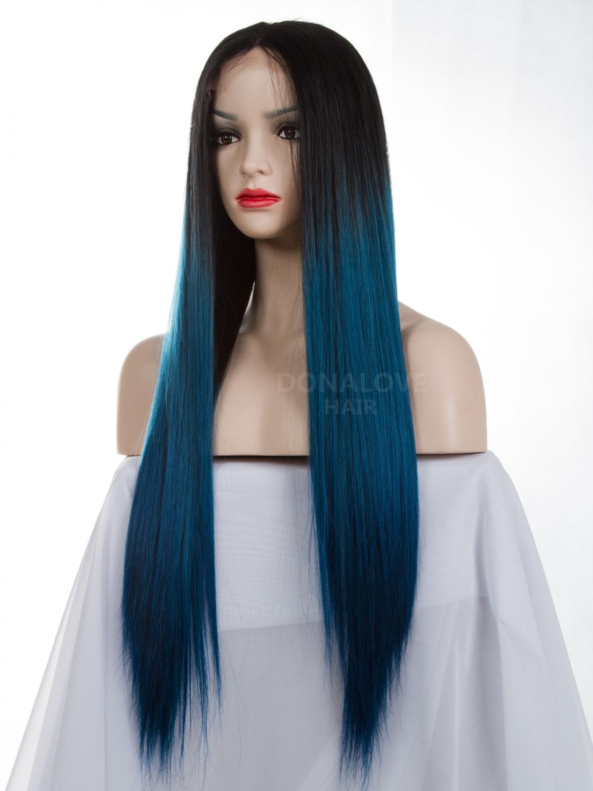 Schwarz Ombre Blau Lange Synthetische Lace Front Perücke-SNY080 - Home ... Schwarz Ombre Blau Lange Synthetische Lace Front Perücke-SNY080 - Home ...