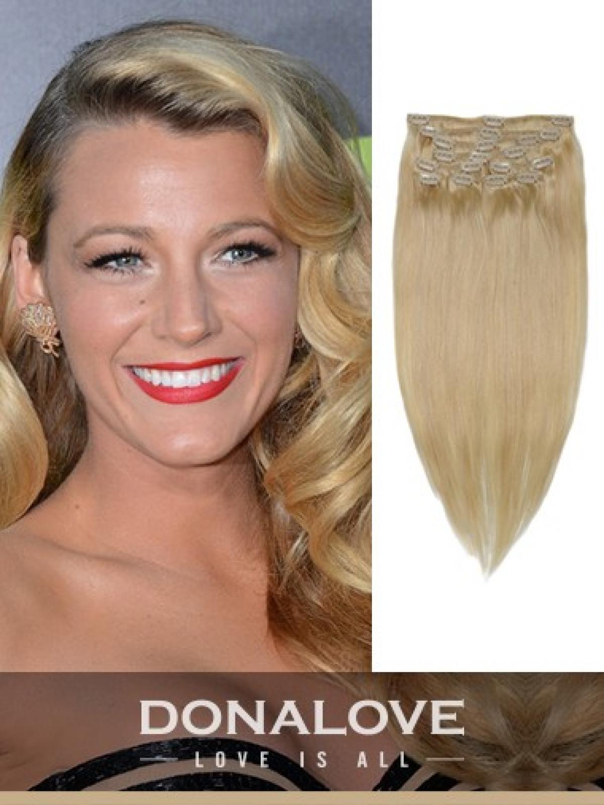 Hell Aschblond indian remy clip in hair extensions SD014 - Hairpieces ...