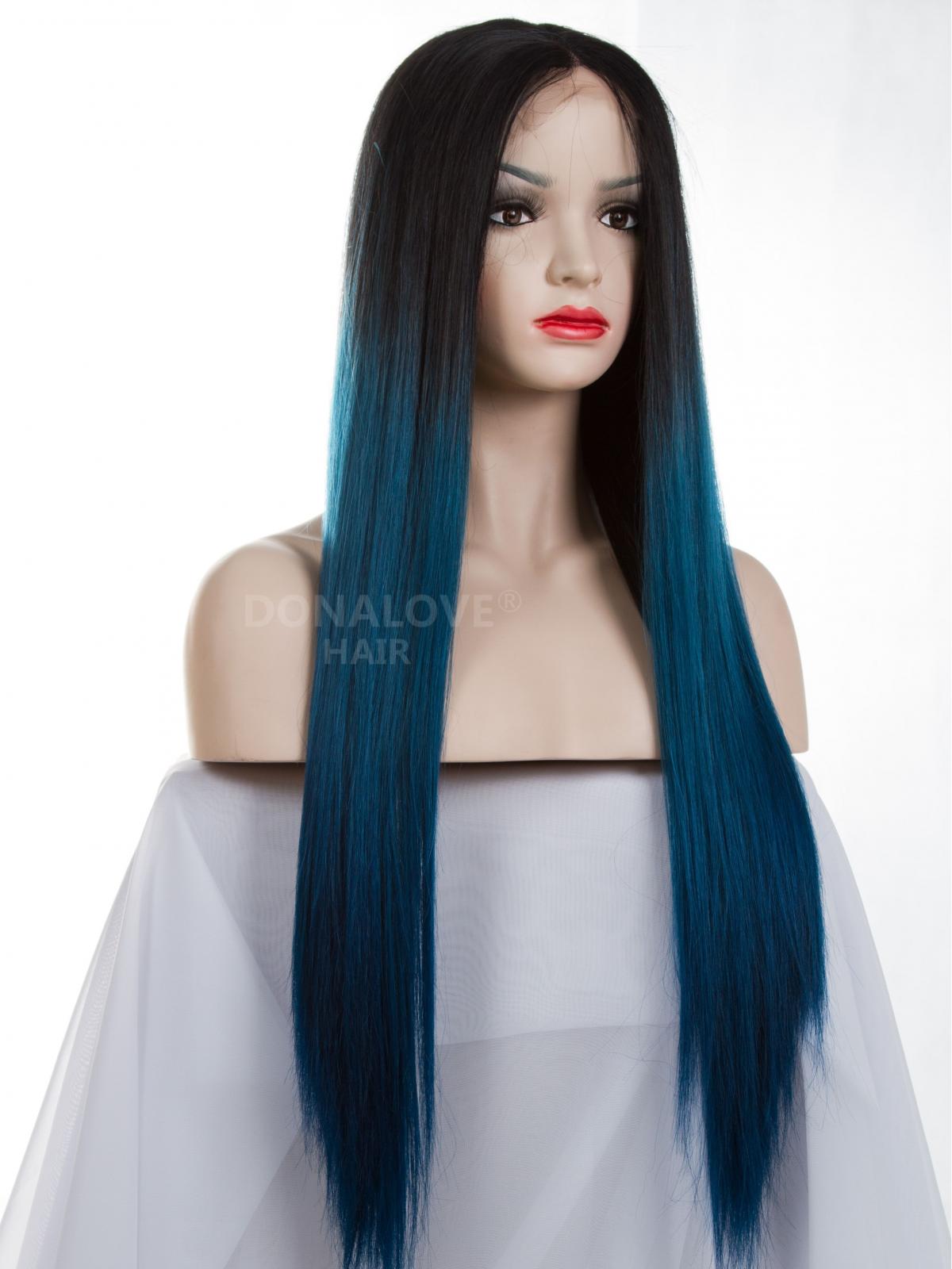Schwarz Ombre Blau Lange Synthetische Lace Front Perücke-SNY080 - Home ... Schwarz Ombre Blau Lange Synthetische Lace Front Perücke-SNY080 - Home ...
