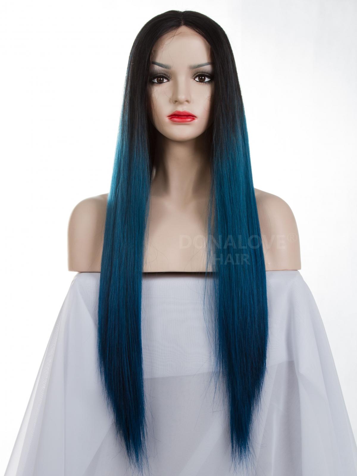 Schwarz Ombre Blau Lange Synthetische Lace Front Perücke-SNY080 - Home ... Schwarz Ombre Blau Lange Synthetische Lace Front Perücke-SNY080 - Home ...
